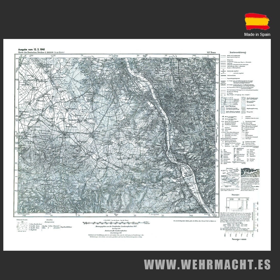 German map - Bonn Remagen 1940 (Germany)