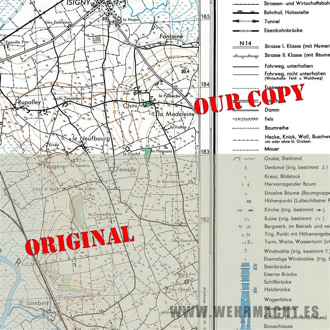 German military map - Carentan 3-4 (1943)